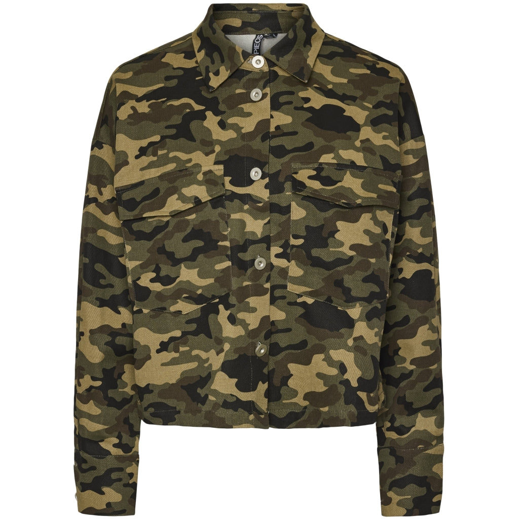 PIECES X DITTE ESTRUP X CILLE FJORD PCJESSICA SHIRT - Burnt Olive Camo