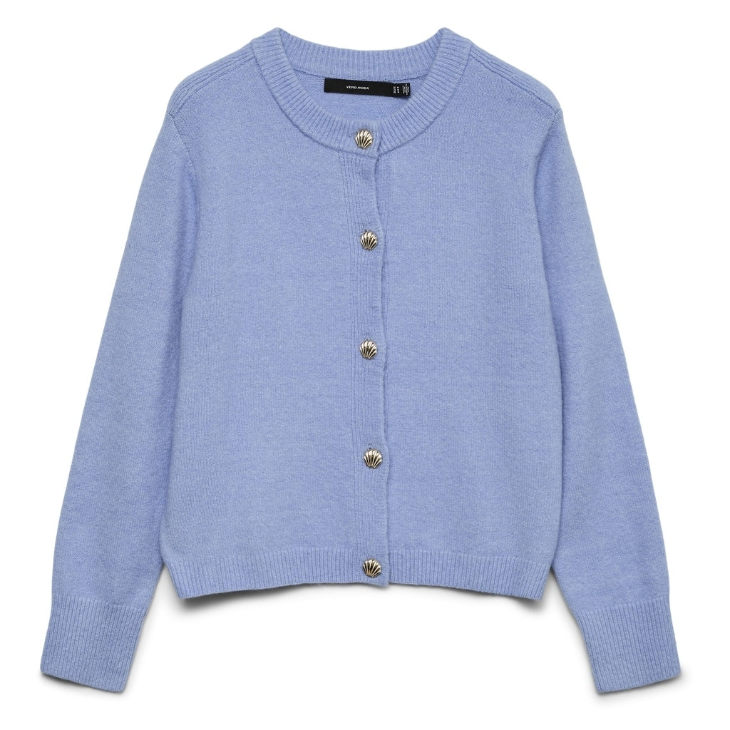 VERO MODA dame cardigan VMFIONA - Brunnera Blue MELANGE W. GOLD SEASHE