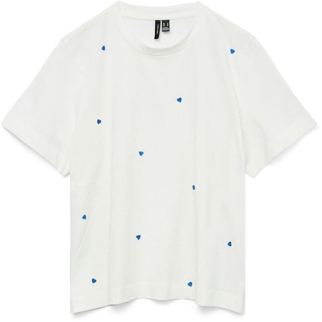 VERO MODA dame t-shirt VMSOLVEI - Snow White Print HEARTS